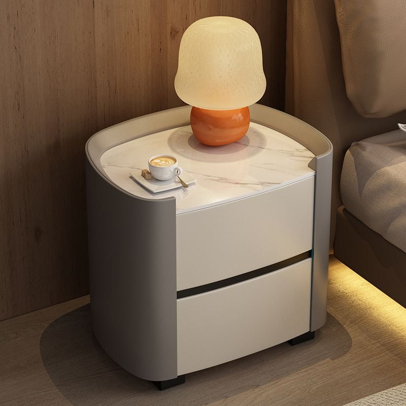 Gray Light Luxury Rock Board Bedside Table – Aniu Home