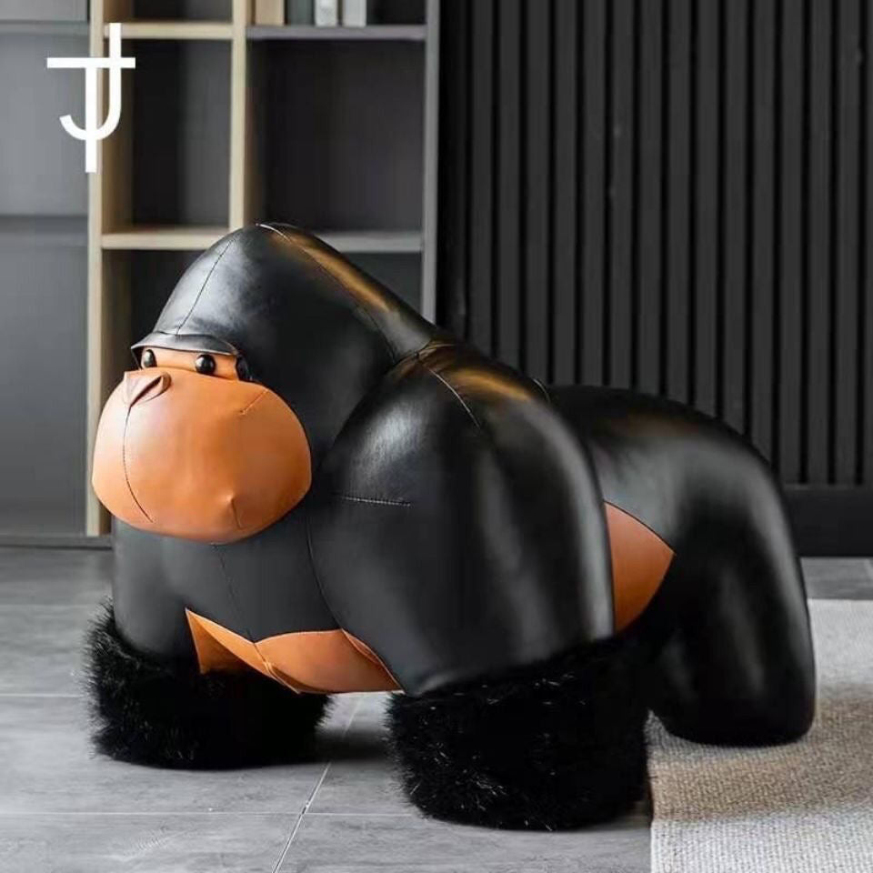Chimpanzee Leather Stool – Aniu Home